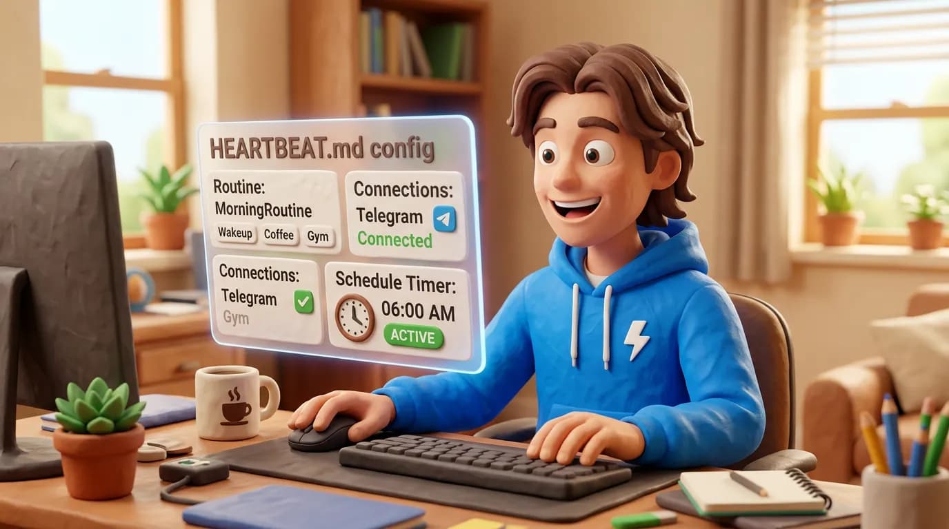 Setting up the OpenClaw morning briefing with HEARTBEAT.md configuration and Telegram skill