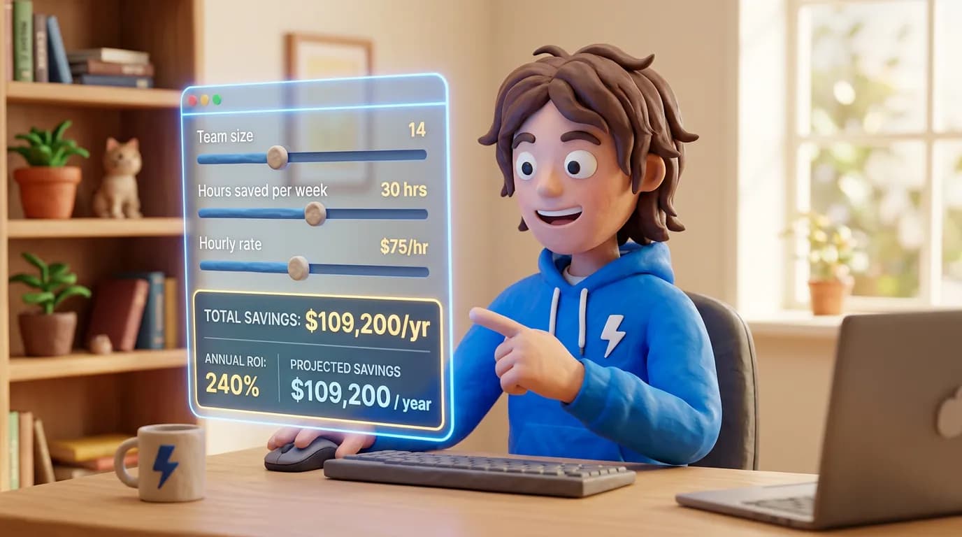 An interactive ROI calculator with real-time inputs and instant results — the format that converts B2B leads
