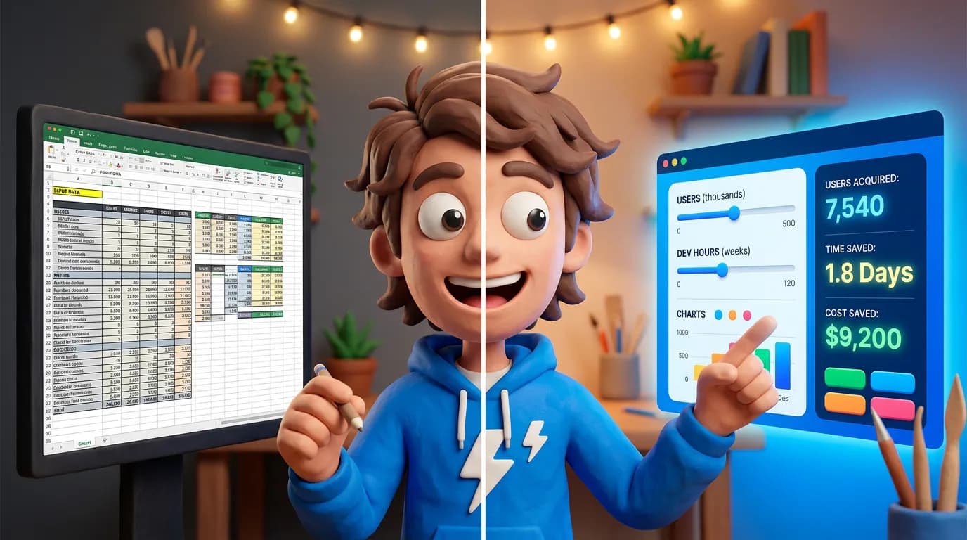 The difference between emailing a spreadsheet and sharing an interactive ROI calculator — one converts, one gets lost in inboxes