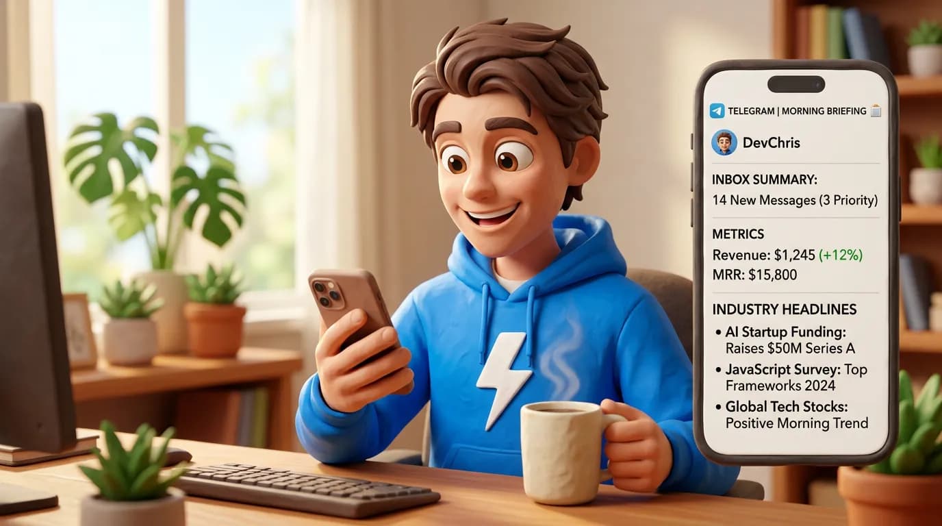 The morning briefing your OpenClaw agent sends before you wake up — inbox, revenue, and industry headlines in one message