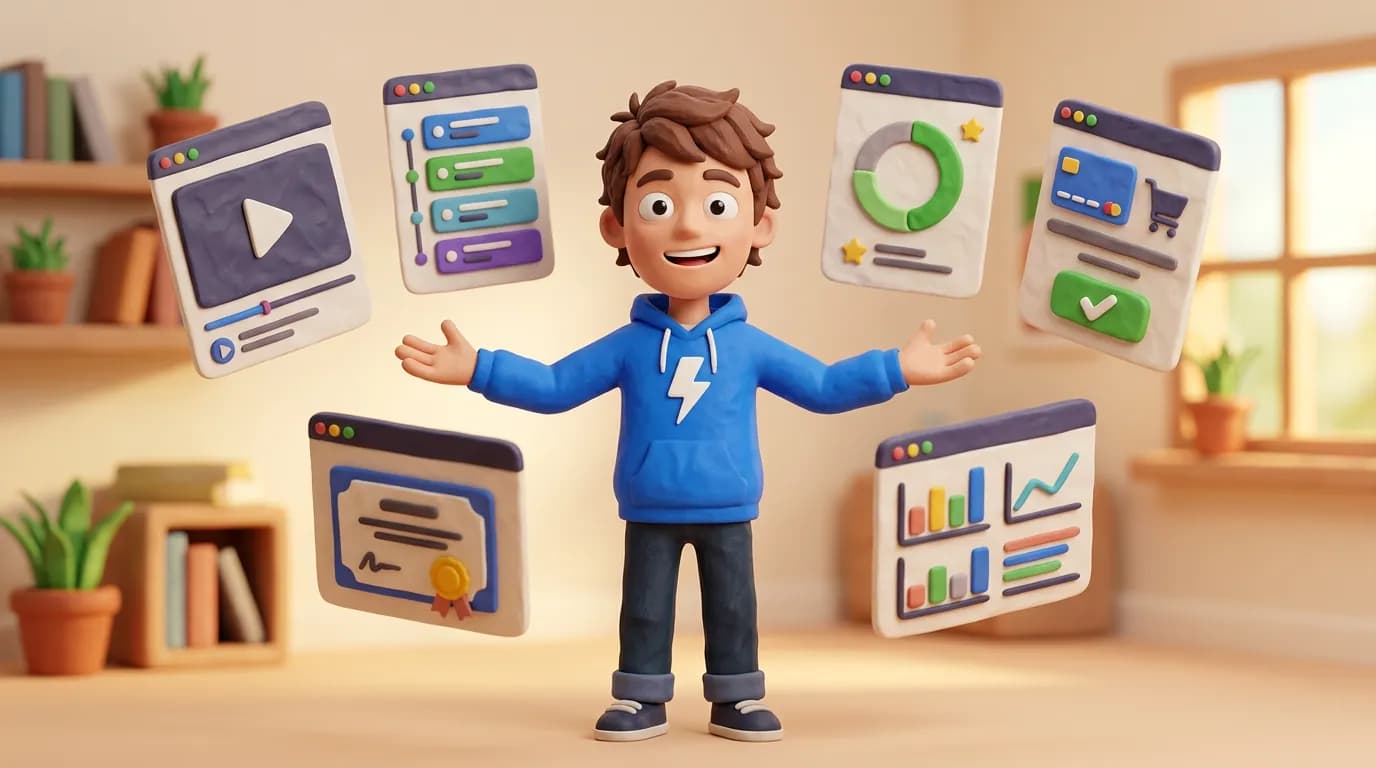 The full range of features you can build into a custom course platform — video lessons, progress tracking, payments, certificates