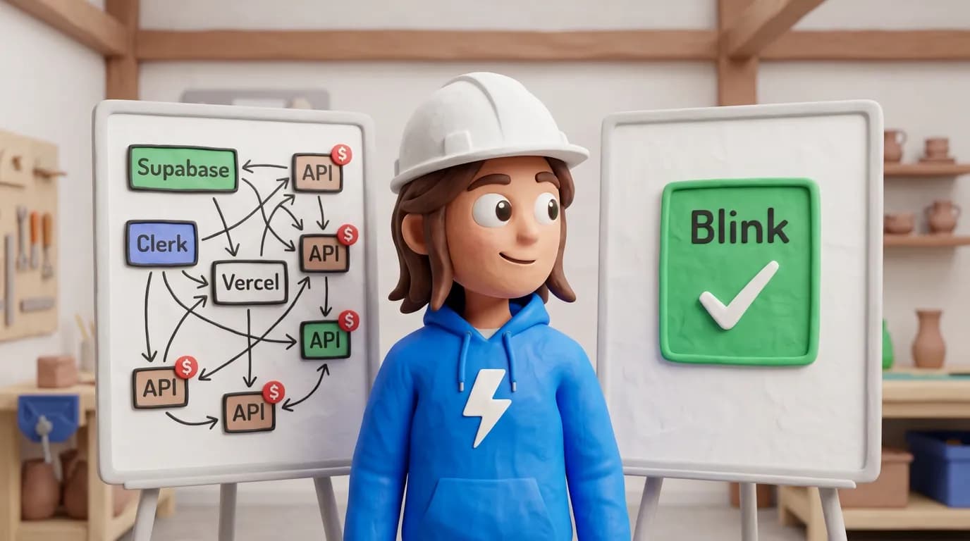 Manual backend stack vs Blink — the same infrastructure, one bill instead of four