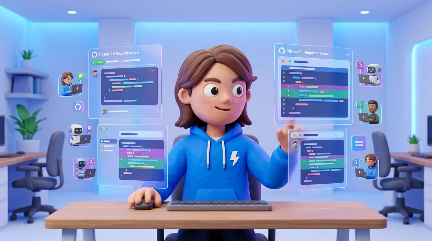Developer using OpenClaw workflow templates to automate PR reviews and code quality checks across multiple repositories