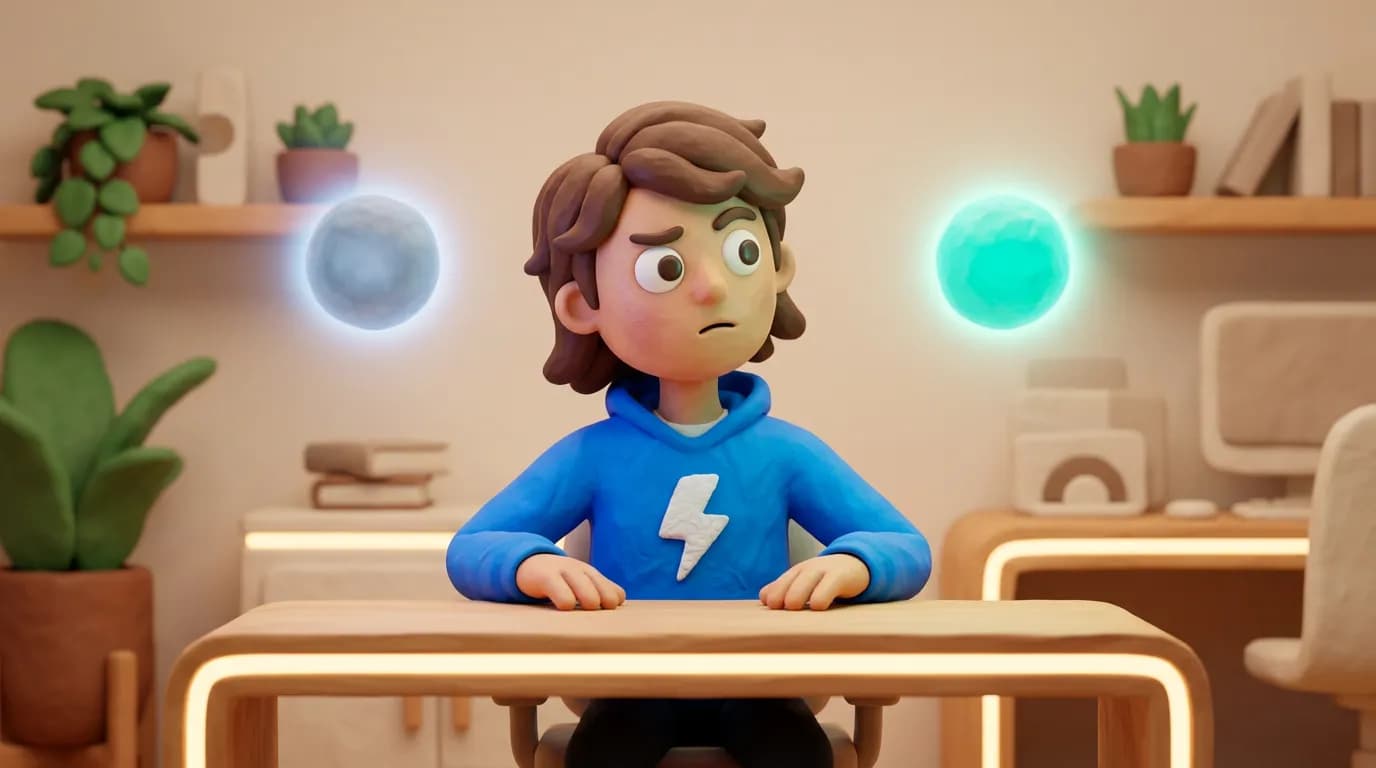 Clay developer character weighing Cursor vs Windsurf AI code editors