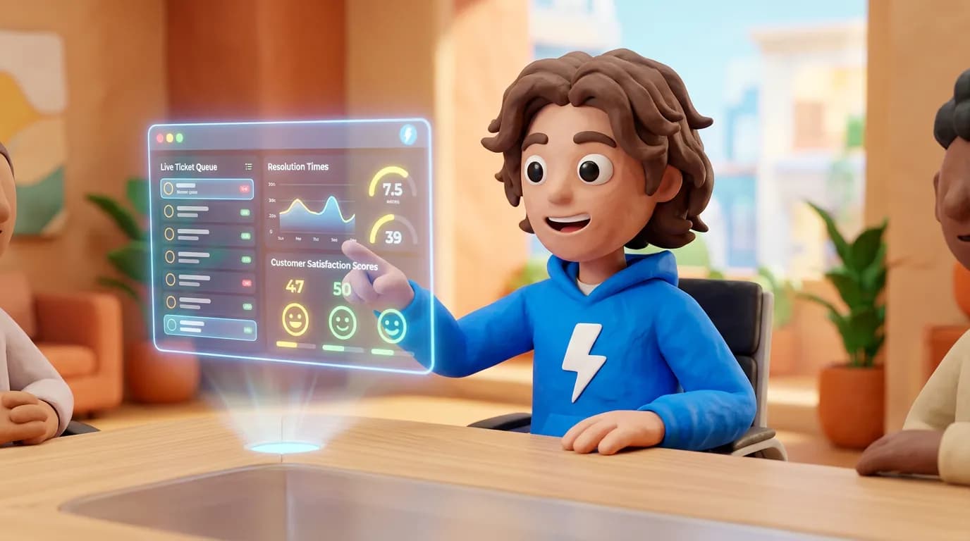 Customer support portal with live analytics — ticket queue, resolution times, and satisfaction metrics built in an afternoon on Blink