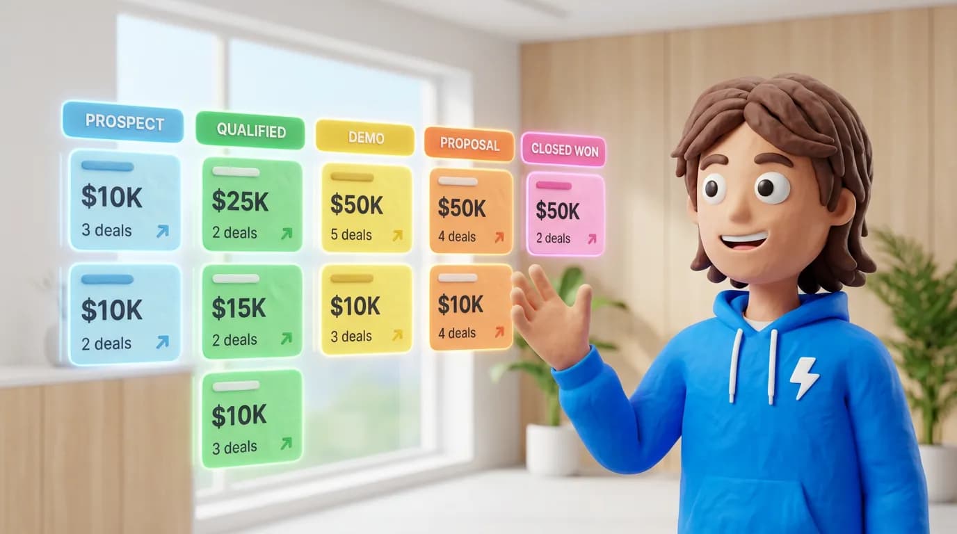 Custom sales pipeline dashboard with deal stages and metrics