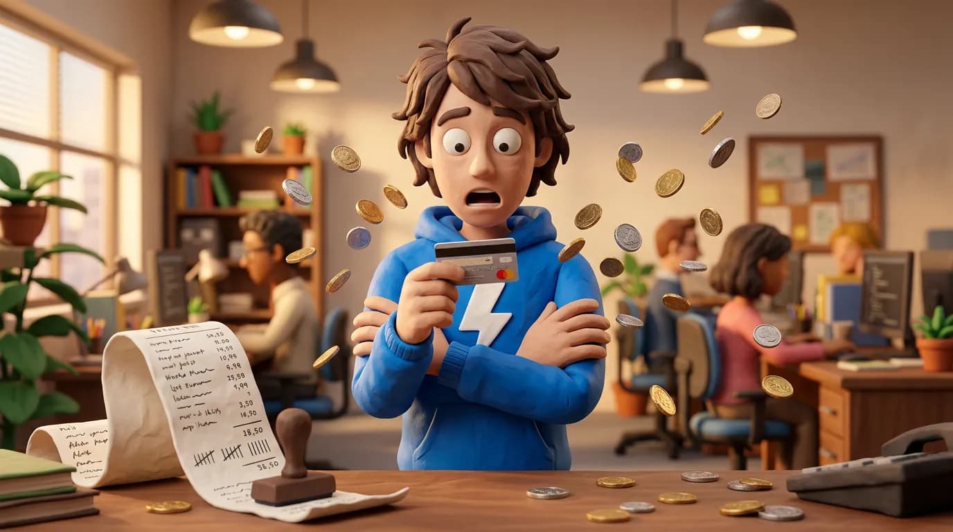 Clay character with shocked expression looking at a bill — Replit credits burning fast