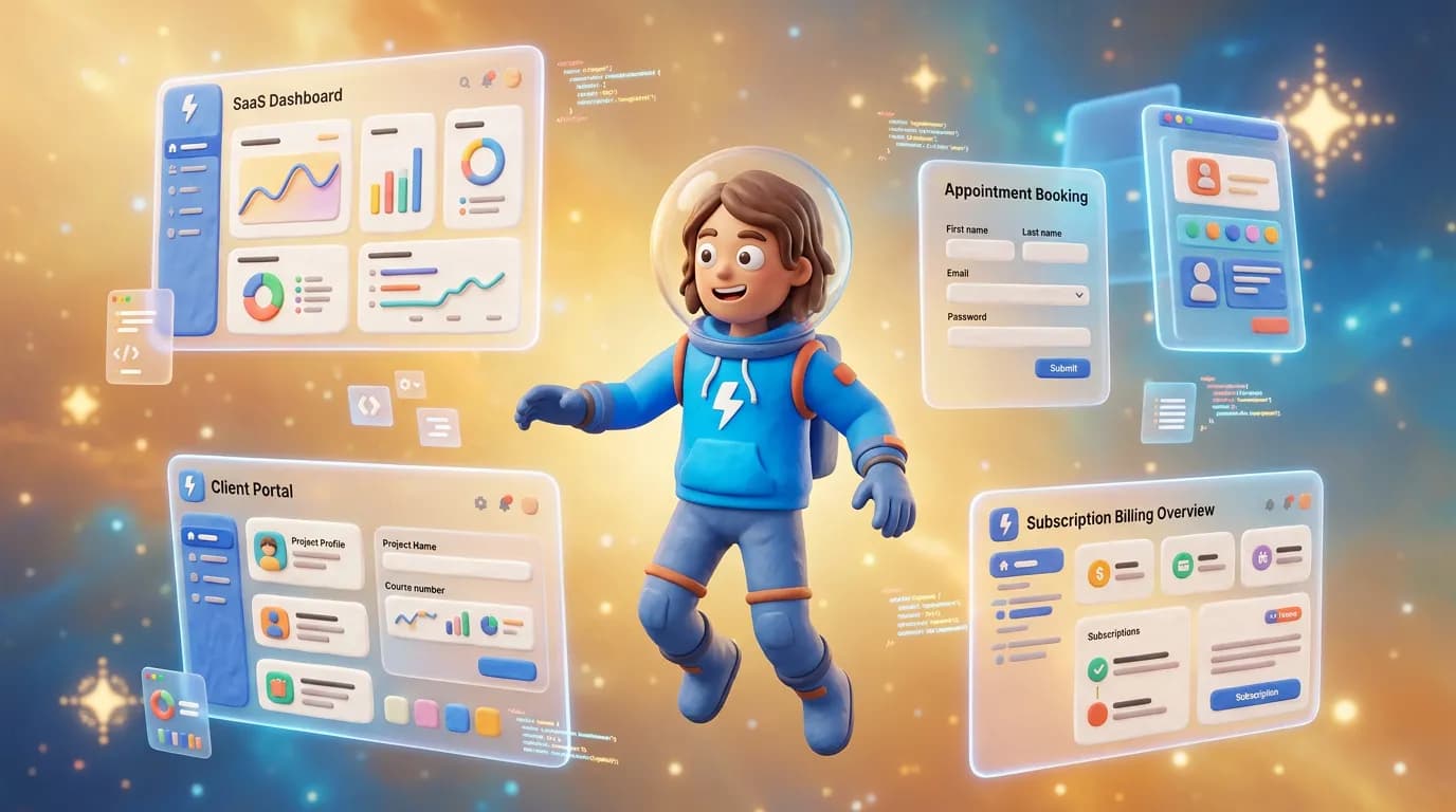 The range of apps a non-technical founder can build with vibe coding: SaaS, portals, booking tools, dashboards