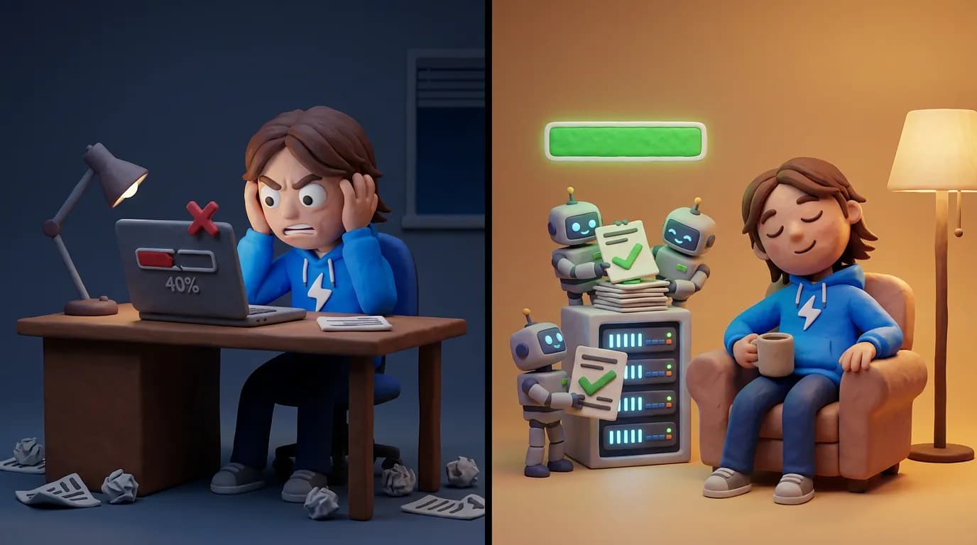 The old way: an AI job dies with the browser tab. The new way: a durable agent keeps working on the server.