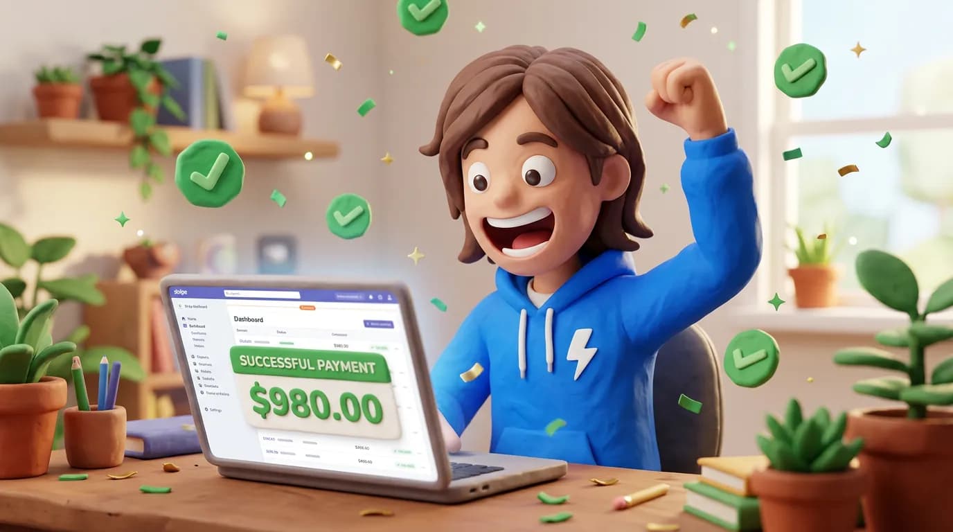 First successful Stripe payment confirmed in dashboard