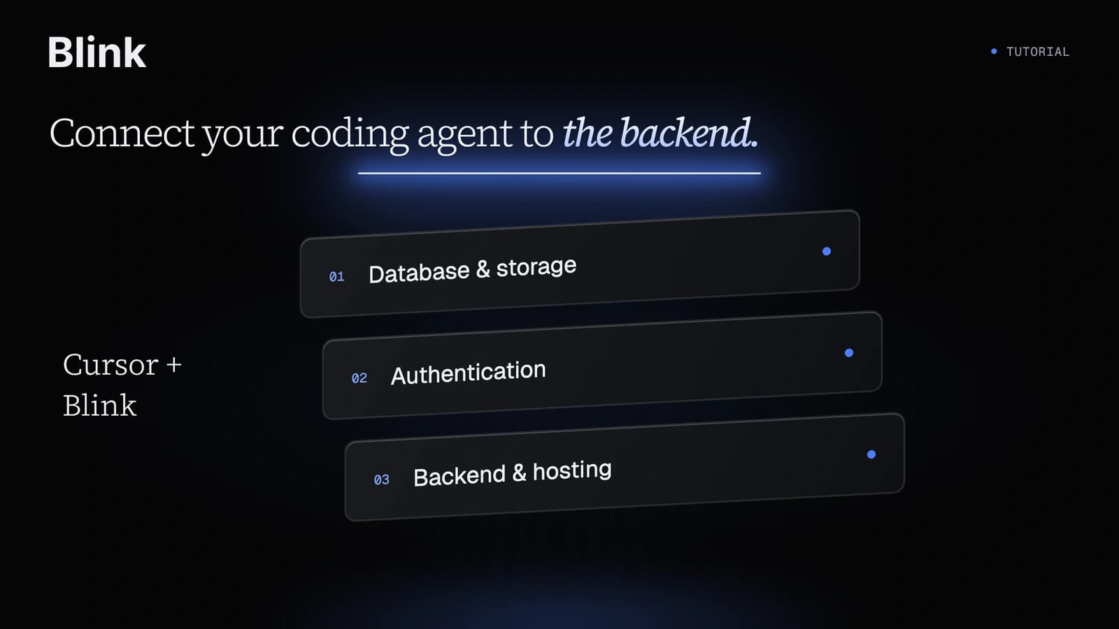 Connect your coding agent to the backend. Blink Cloud in Cursor. Conceptual illustration.
