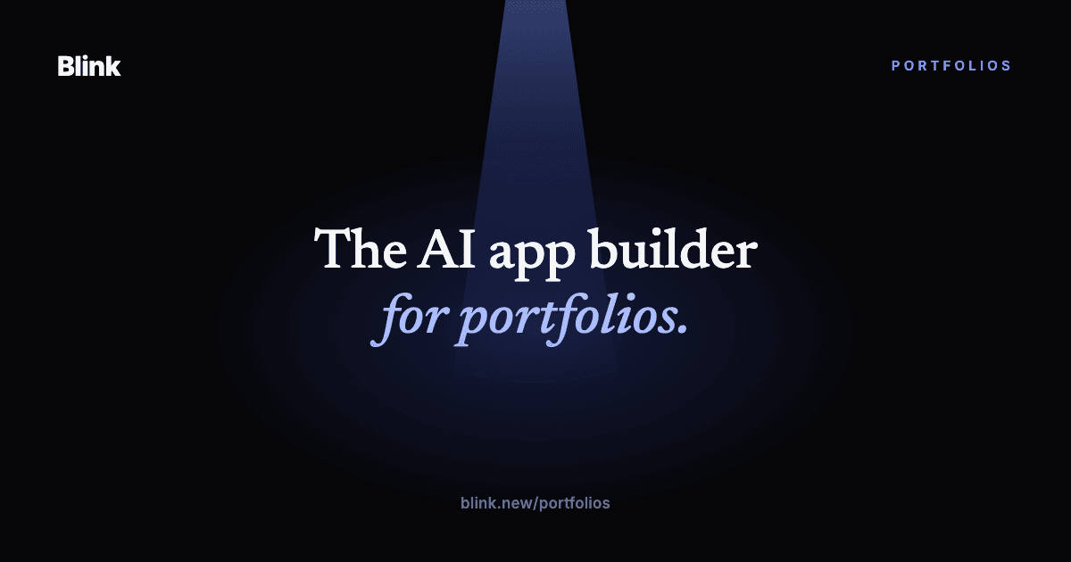 Blink, the AI website builder for portfolios.
