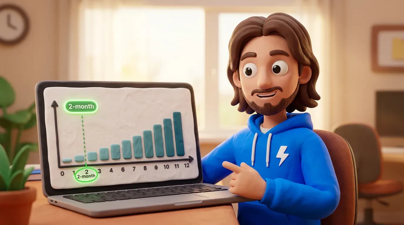 ROI breakeven timeline for building a custom CRM — reaching break-even within 2 months and accumulating savings over 12 months