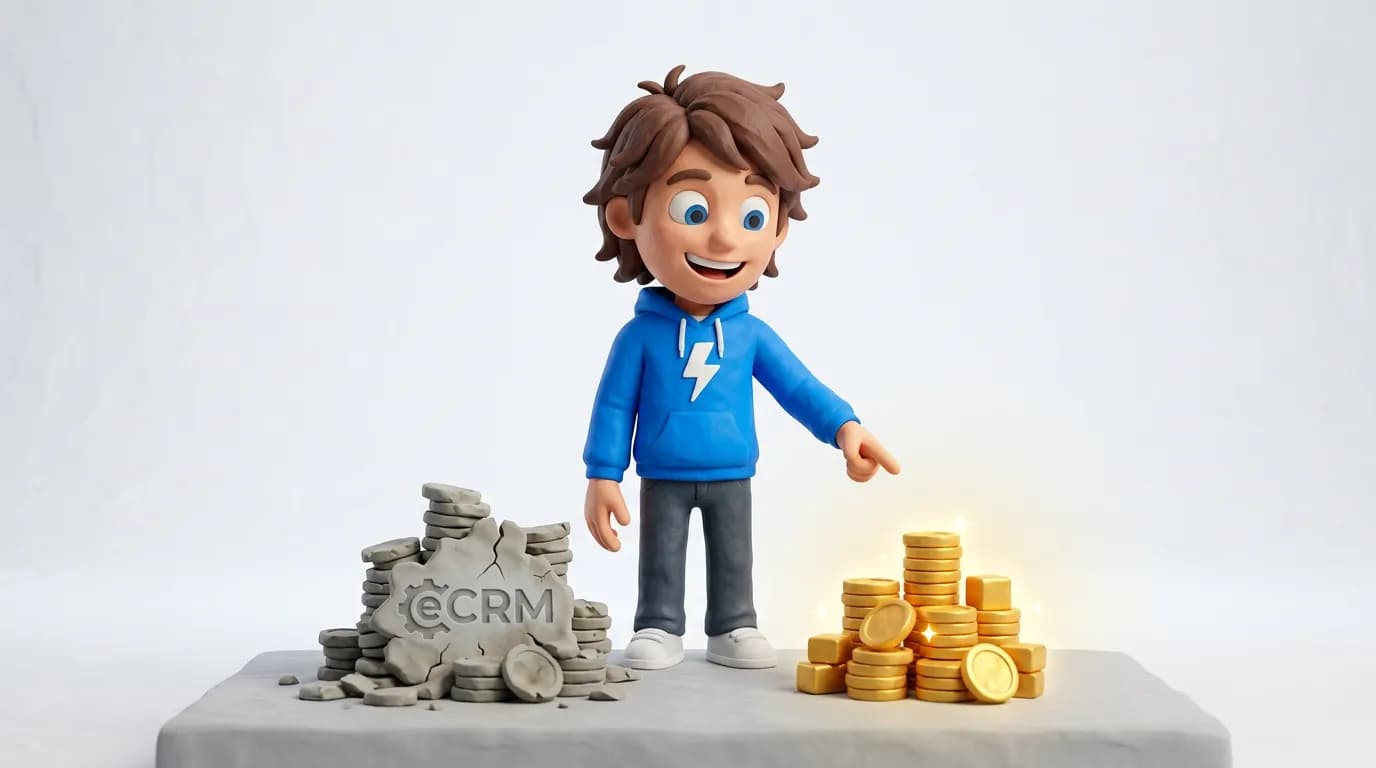 Cost comparison: small coin stack for custom CRM vs expensive enterprise CRM licensing