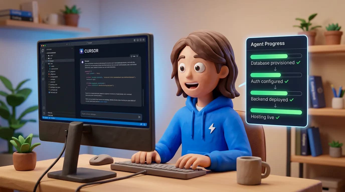 Asking Cursor's AI agent to deploy on Blink — the agent handles all infrastructure automatically