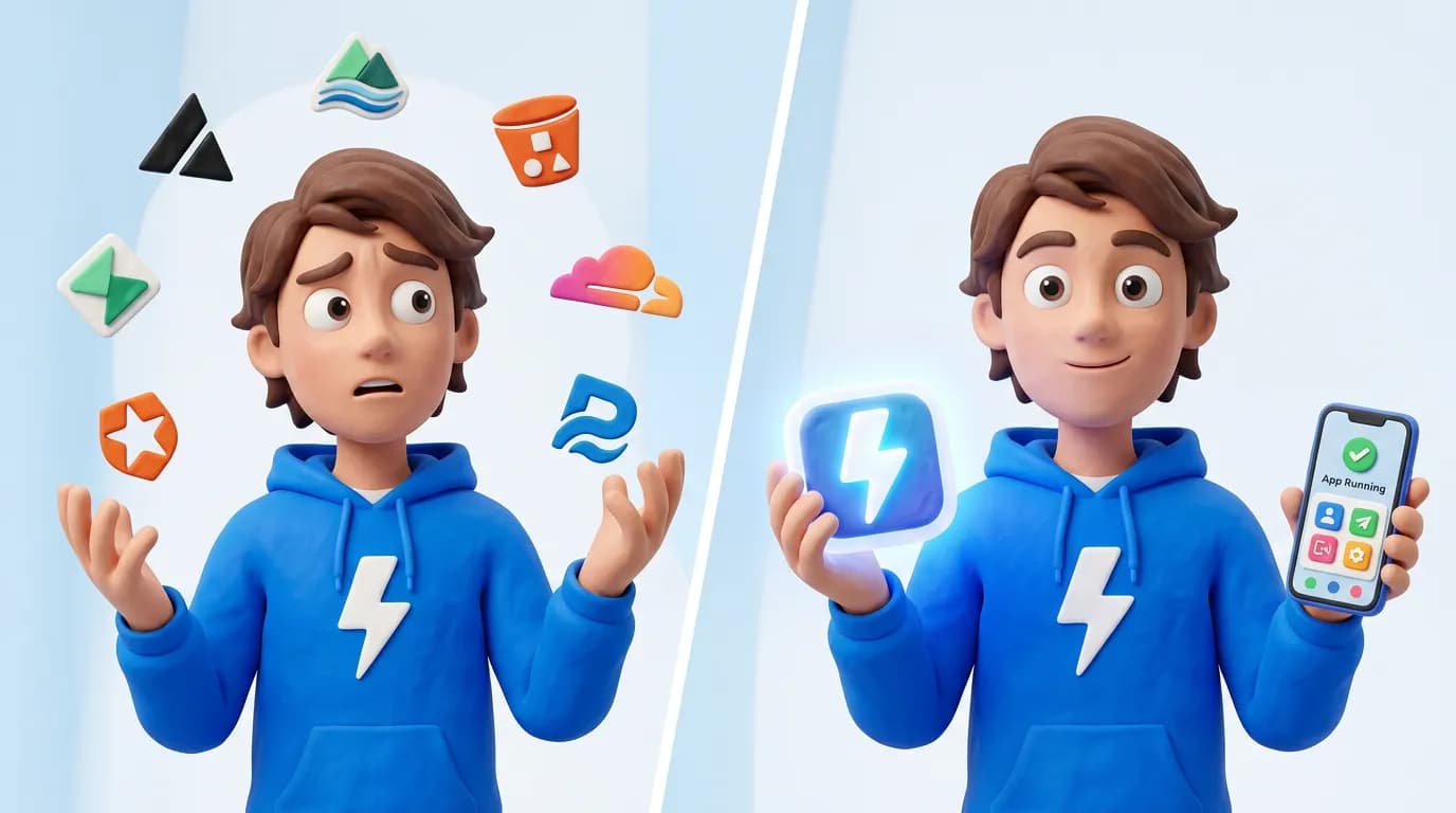 DIY deployment: 6 services, 6 accounts, $130/month. Blink Cloud: 1 platform, 2 commands, one bill