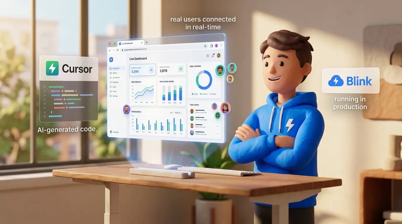 Cursor builds the code, Blink runs it in production — app live with real users connected