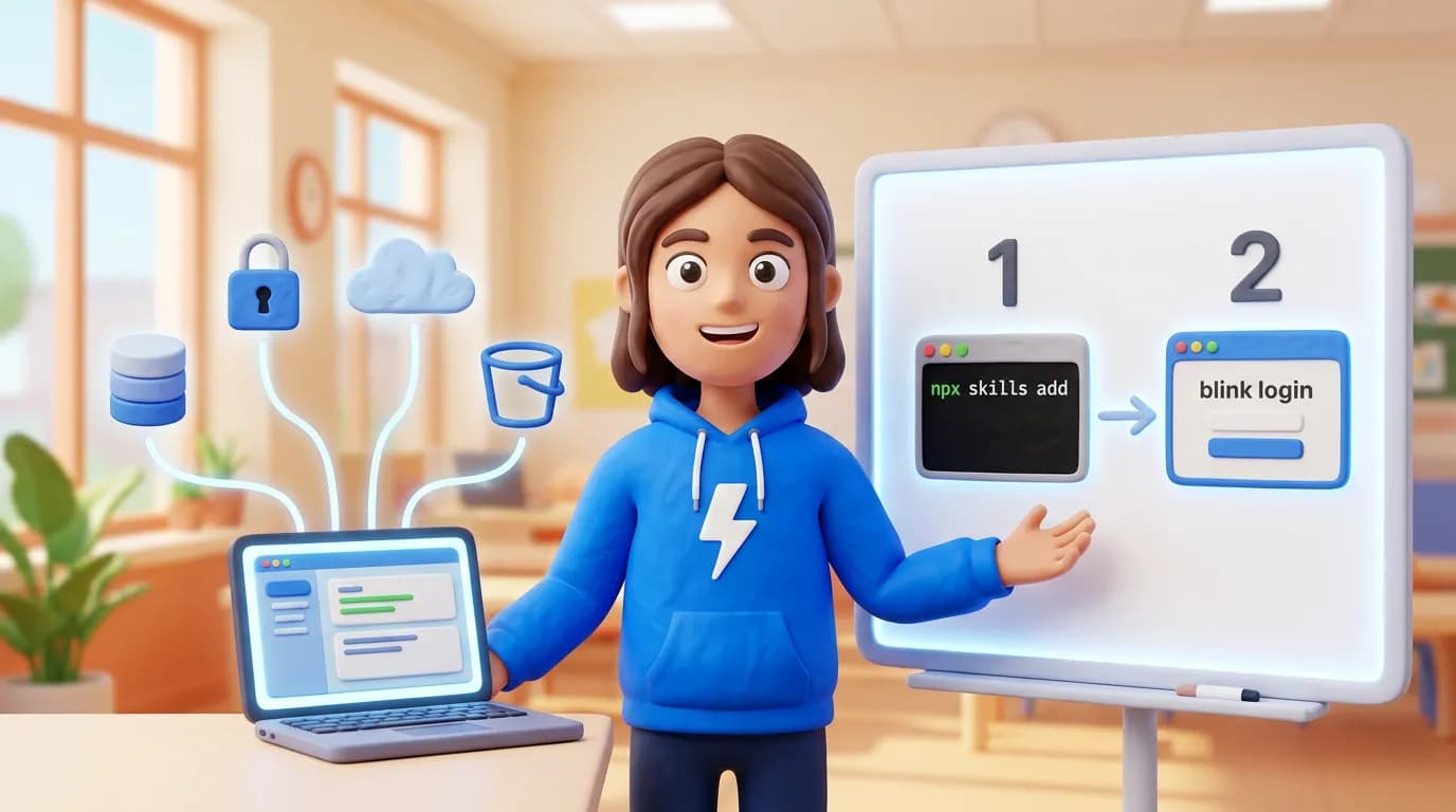 Blink Cloud deployment: 2 commands and your app is in production with database, auth, and hosting included