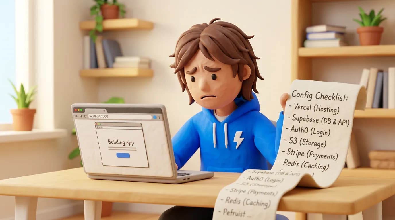 The gap between Cursor wrote the code and the app is live — usually 6 service accounts and 3 hours of config