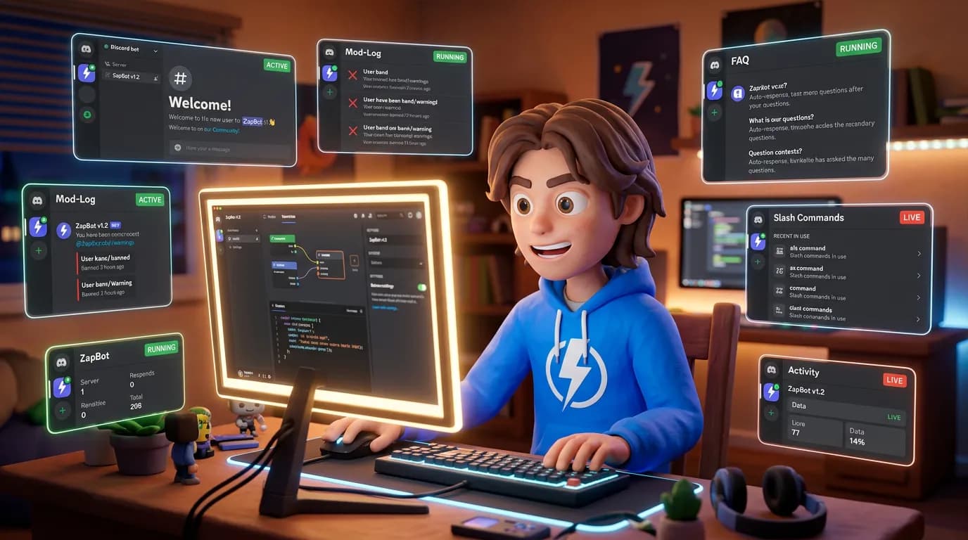 Building a Discord bot with AI — Blink handles the backend, command routing, and Discord API connection automatically