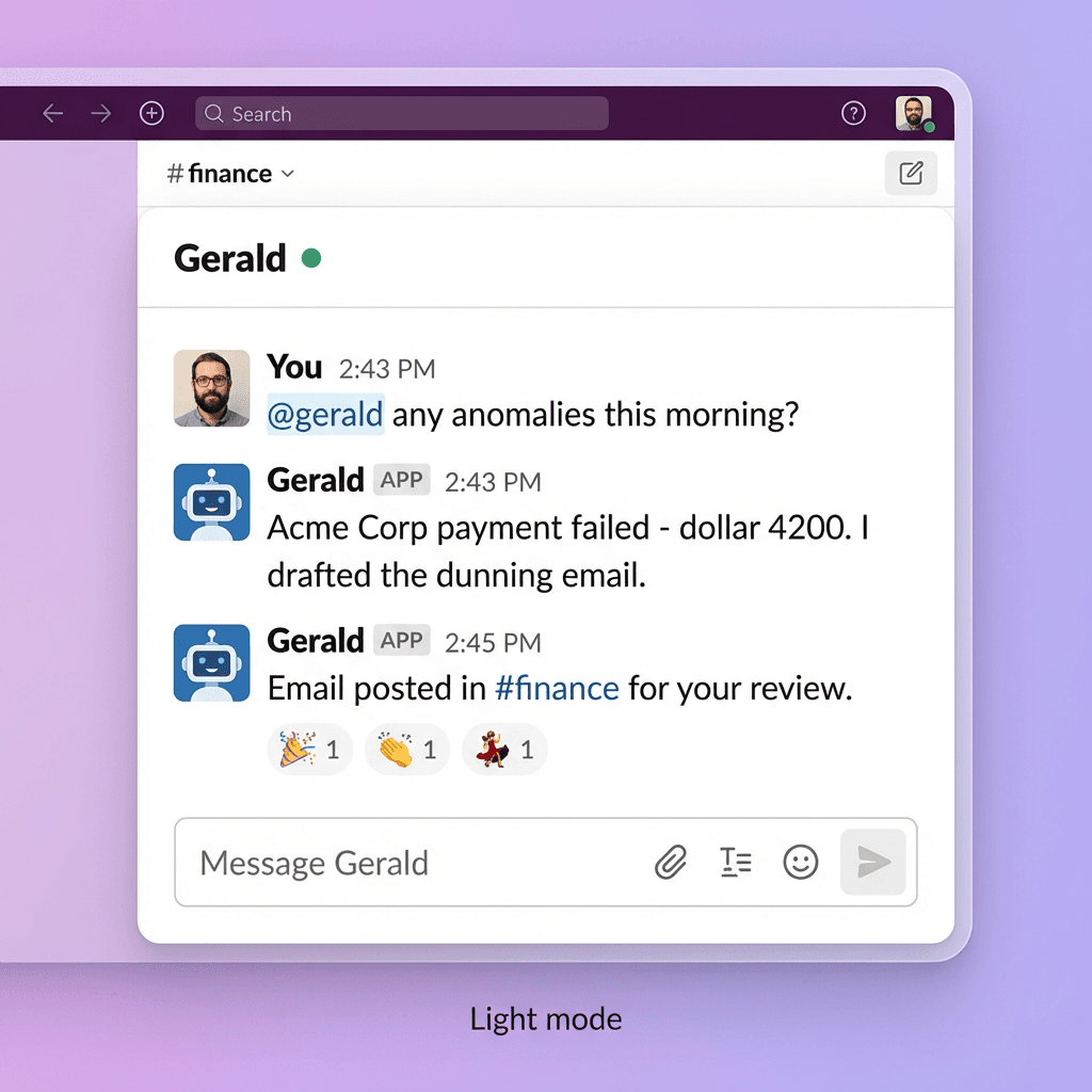 Gerald flagging payment anomaly proactively