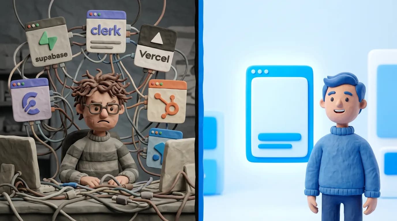 Before Blink: 5 separate services and hours of config. After Blink: one platform, CRM ships in under an hour