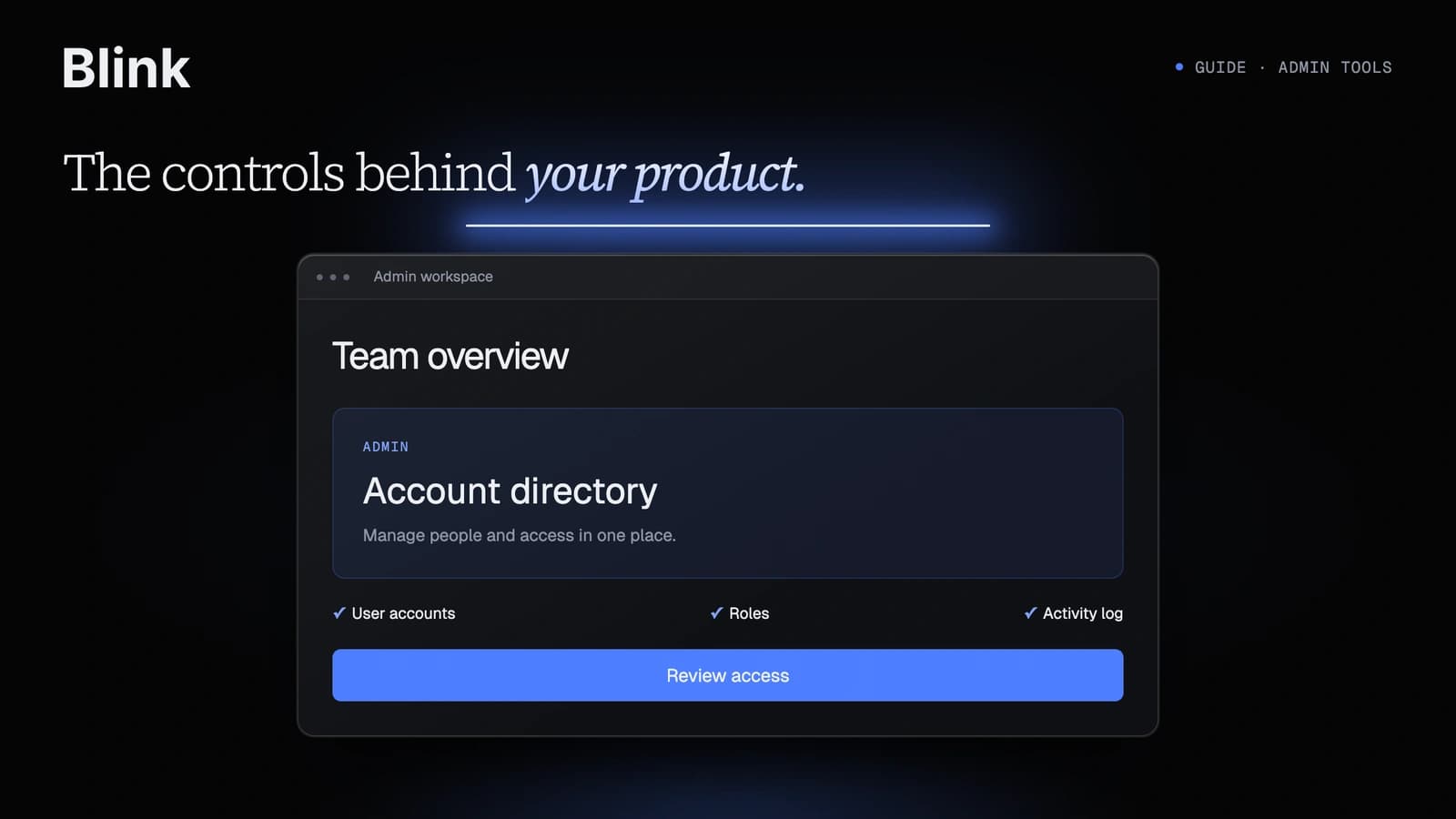 An admin panel organizes user accounts, roles, and activity in one workspace.