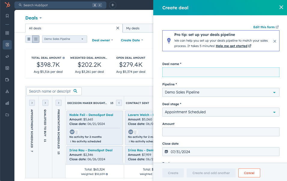 HubSpot CRM deal pipeline dashboard — OpenClaw handles the manual data entry and follow-ups that salespeople hate