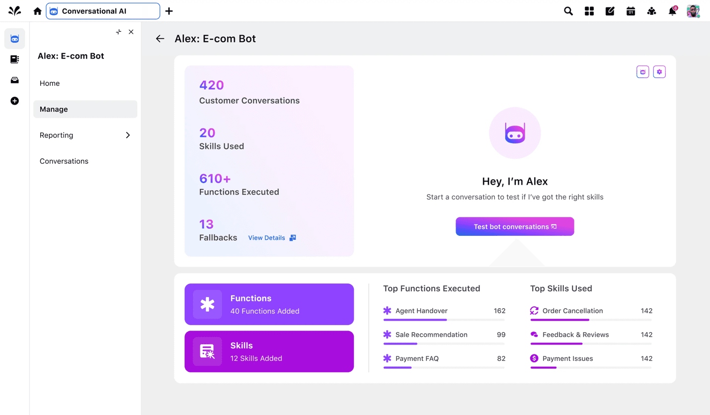 An AI chatbot embedded in a website sidebar, showing conversation with a user