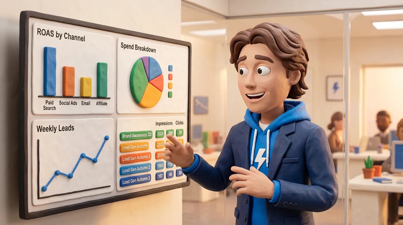 Marketing teams build custom campaign dashboards with AI — track ROAS, leads, and spend without spreadsheets