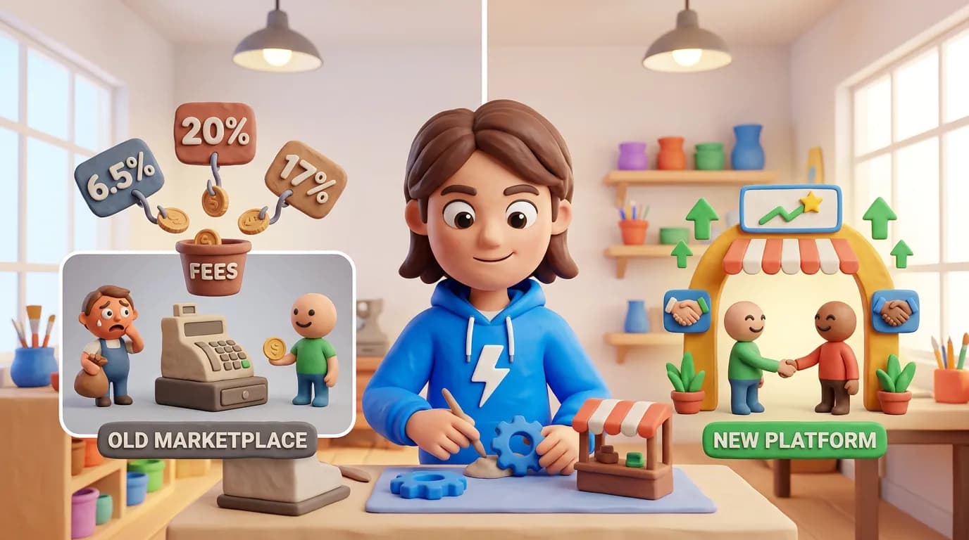 Etsy, Fiverr, and Airbnb platform fees taking 6–20% of every transaction — the cost of building on someone else's marketplace