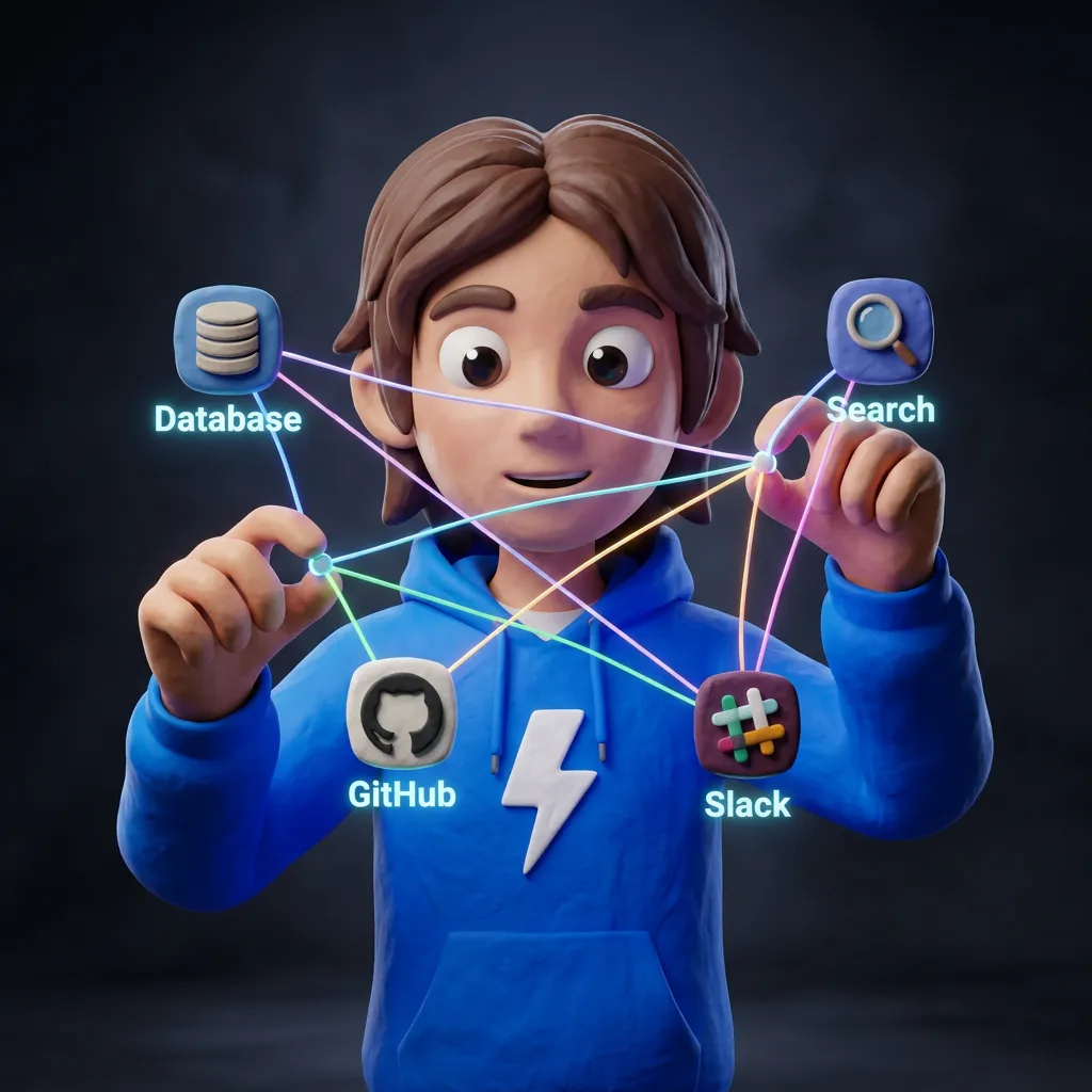 MCP makes AI agents composable — each tool becomes a plug-in server that any agent can use