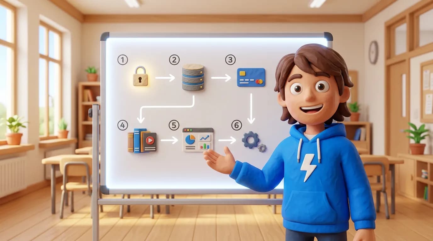 The full-stack components a membership site needs: auth, database, payments, content, and admin — all included in Blink
