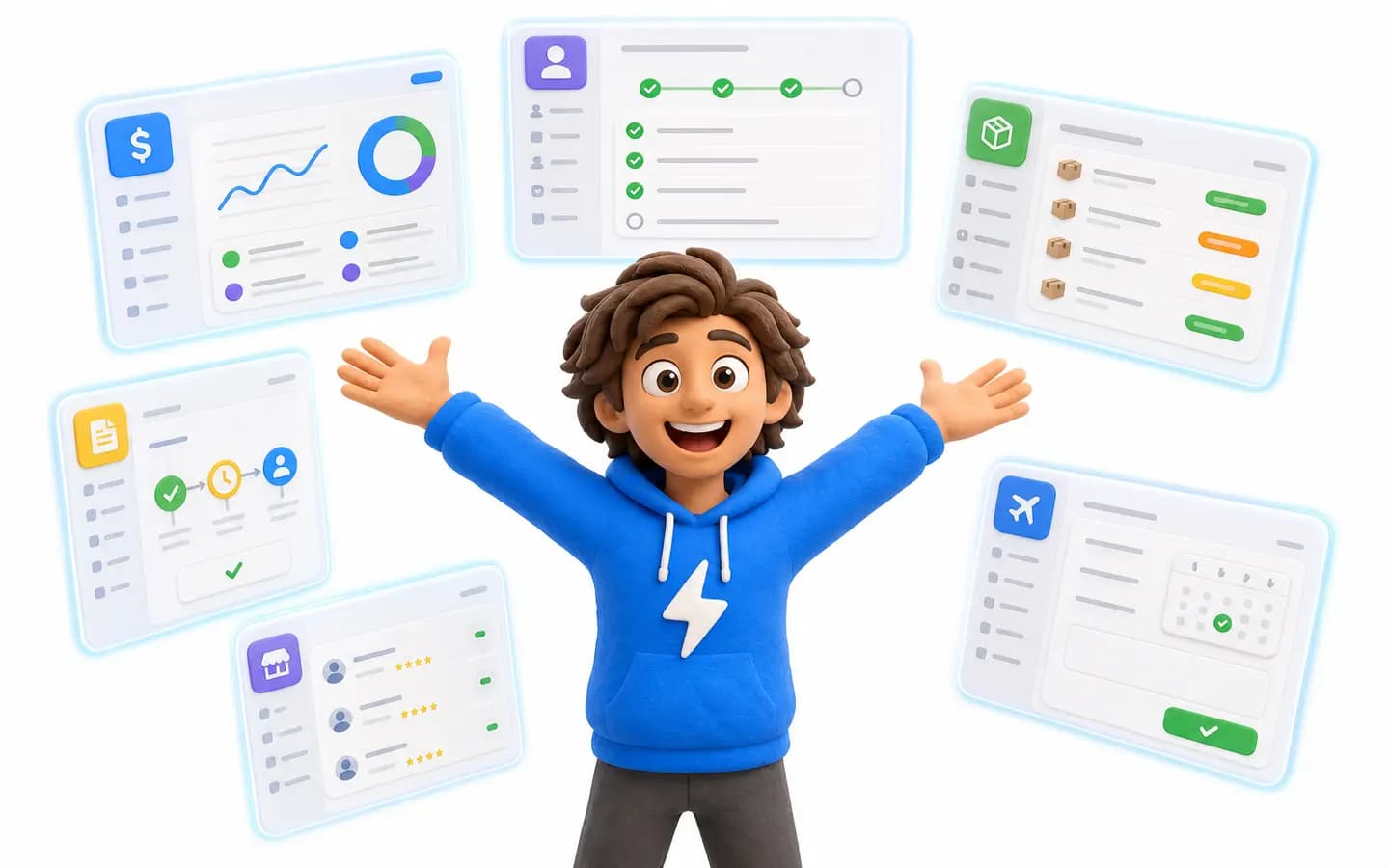 The range of apps non-technical teams build with AI — finance dashboards, HR onboarding tools, and ops inventory trackers