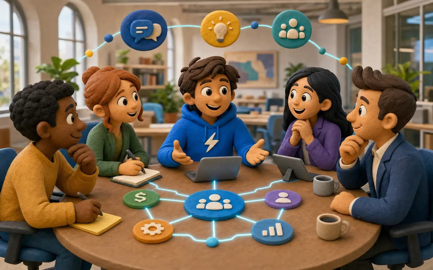 Finance, HR, and ops teams collaborating with shared custom tools — no SaaS overhead, no per-seat fees