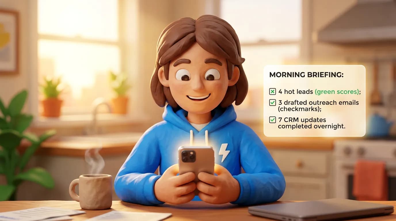 Wake up to a prepared sales day — OpenClaw works through the night so you start every morning with researched leads and drafted outreach
