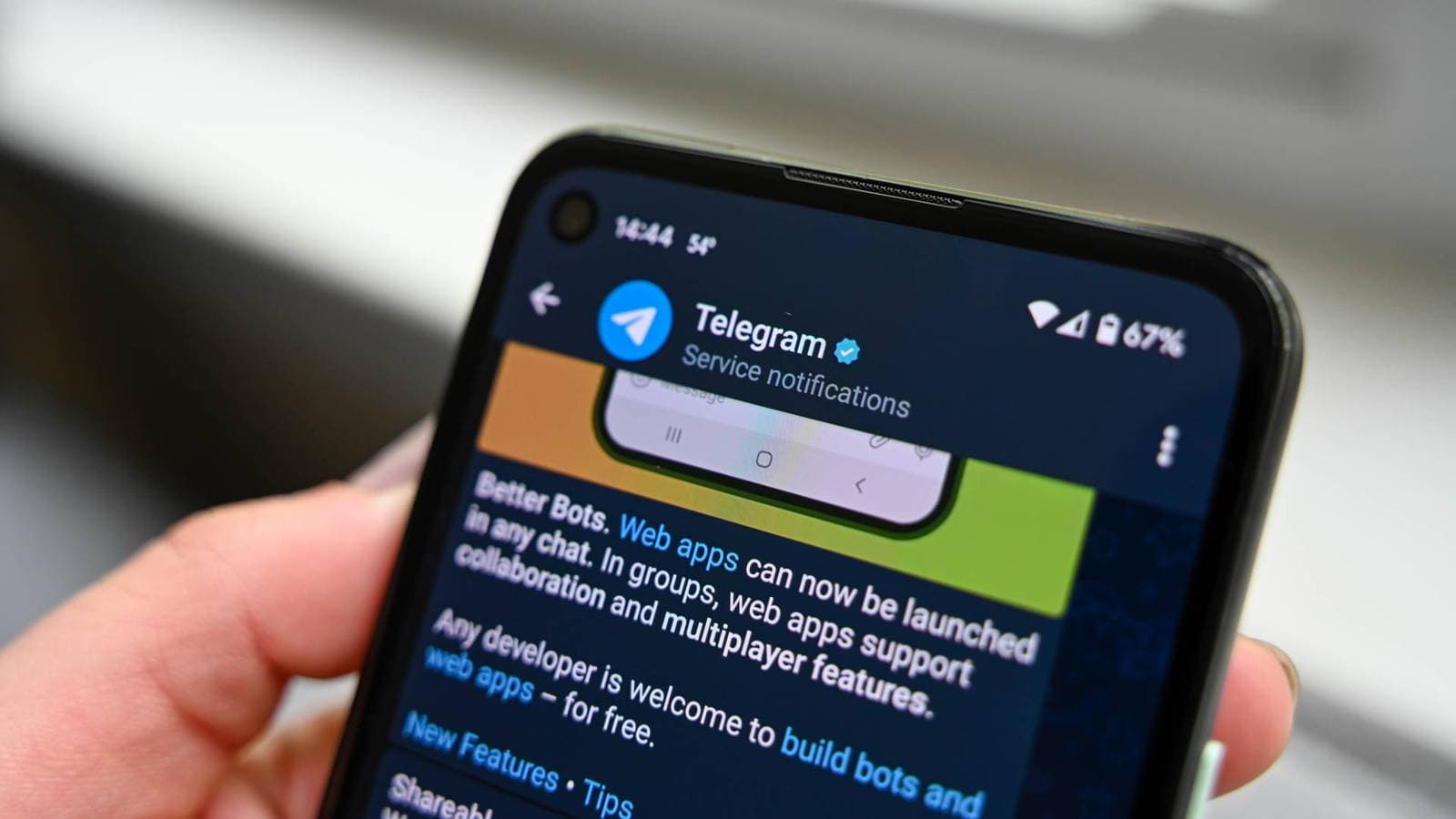 Telegram on a phone — Blink Claw lets you message your OpenClaw agent from Telegram, Discord, or Slack, from anywhere