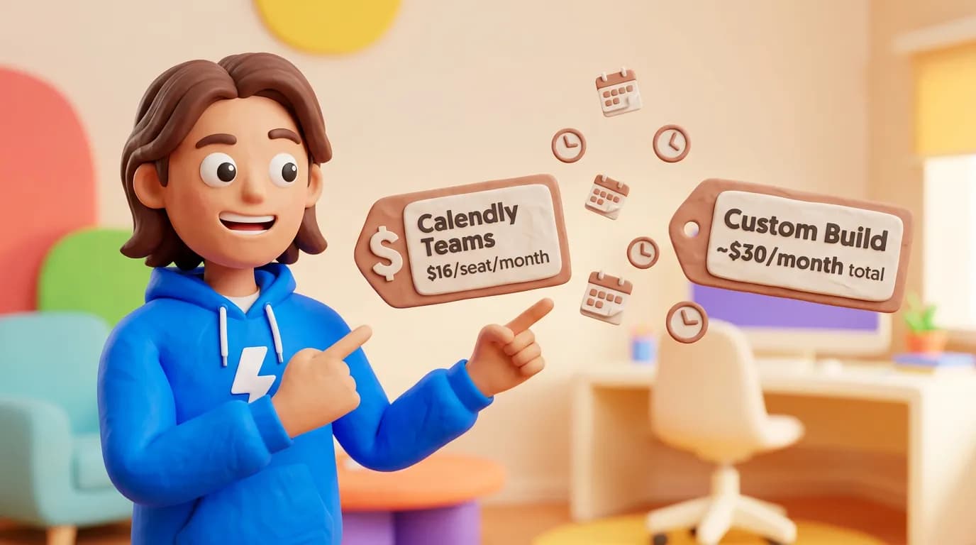 Calendly charges $16/seat/month per team member. A custom scheduling app costs around $30/month total regardless of team size