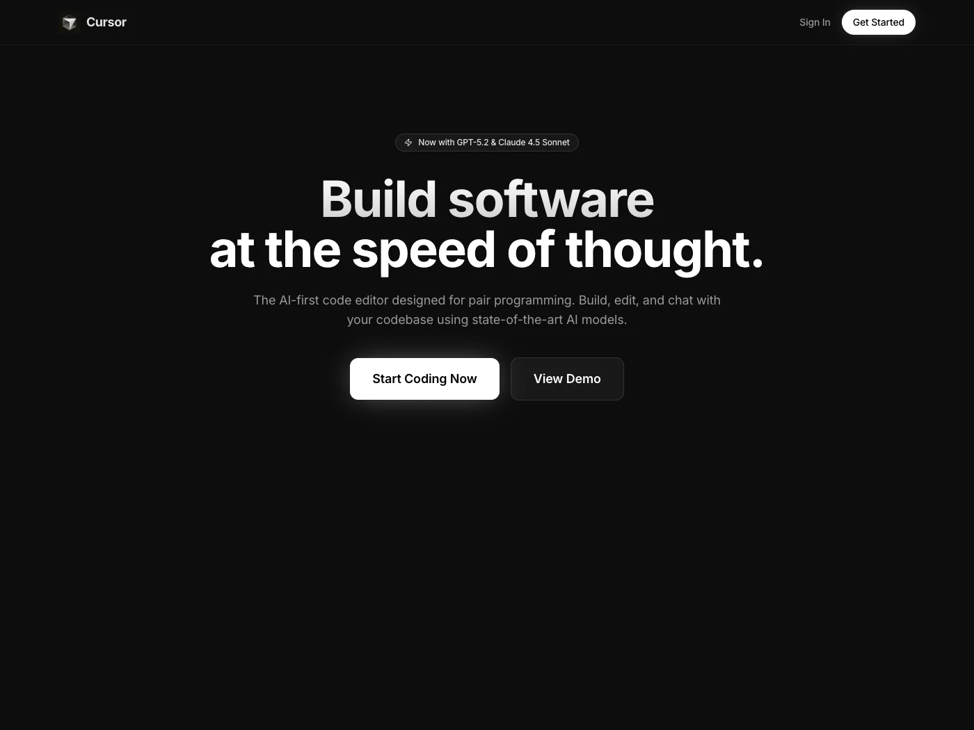 Cursor Clone home page