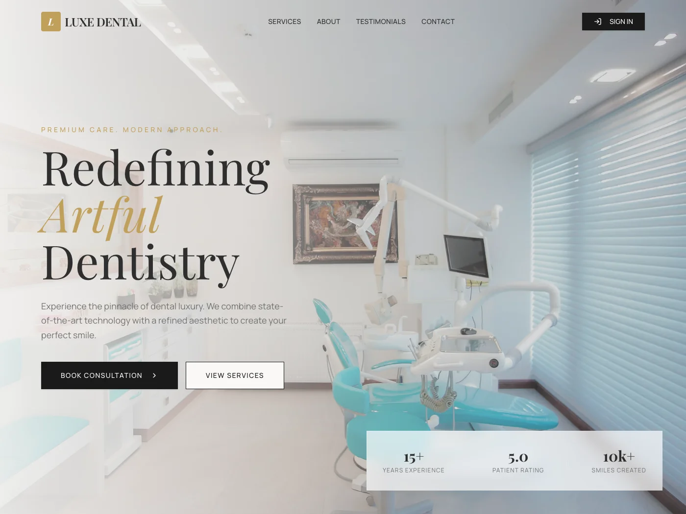 Luxury Dental home page