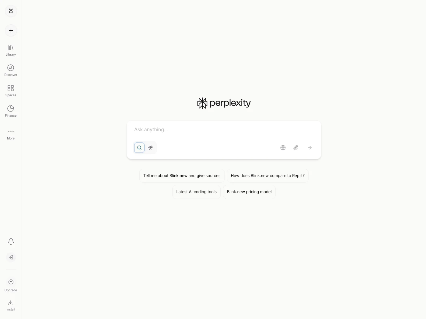Perplexity Clone home page
