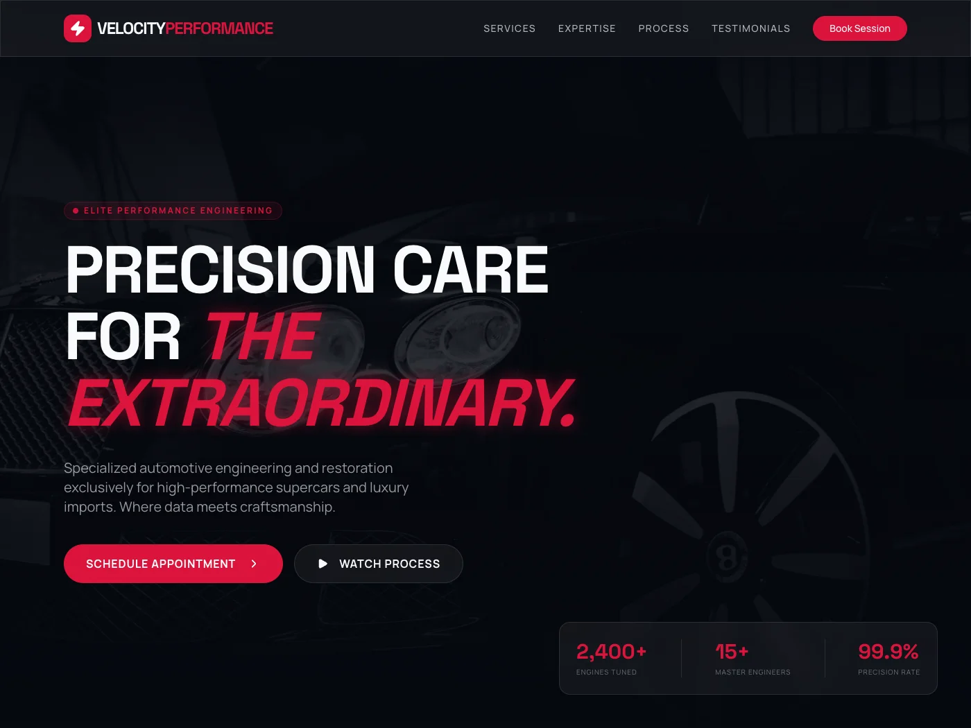 Premium Car: the home page of the template