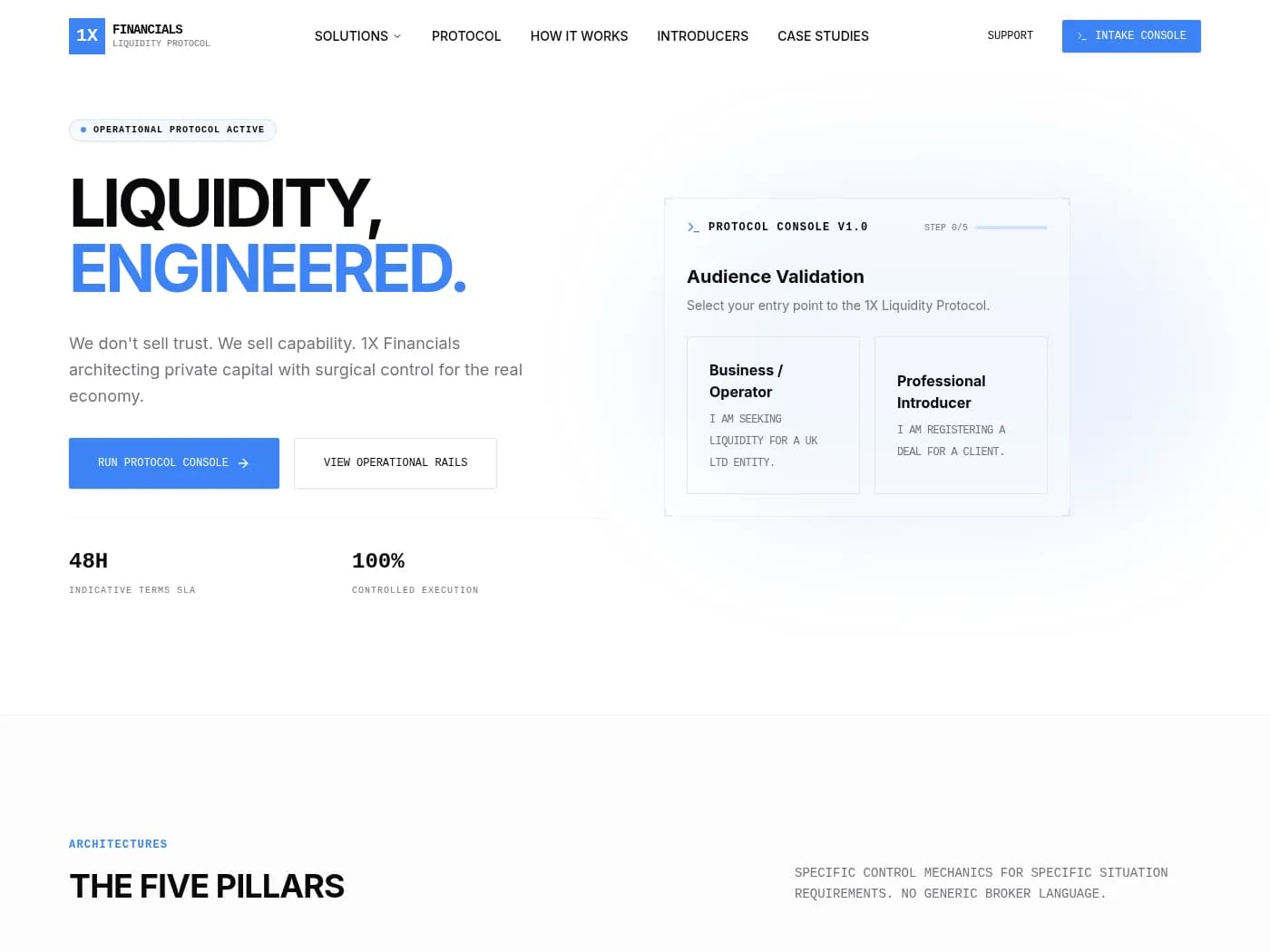 1X Financials Console Site