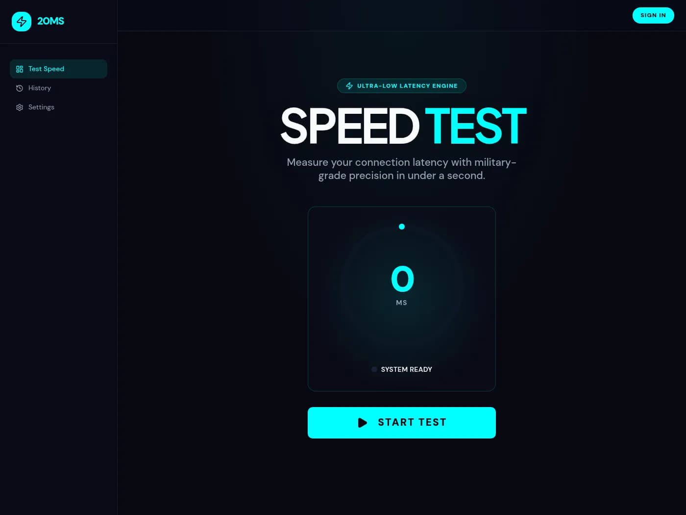 20ms Speed Test