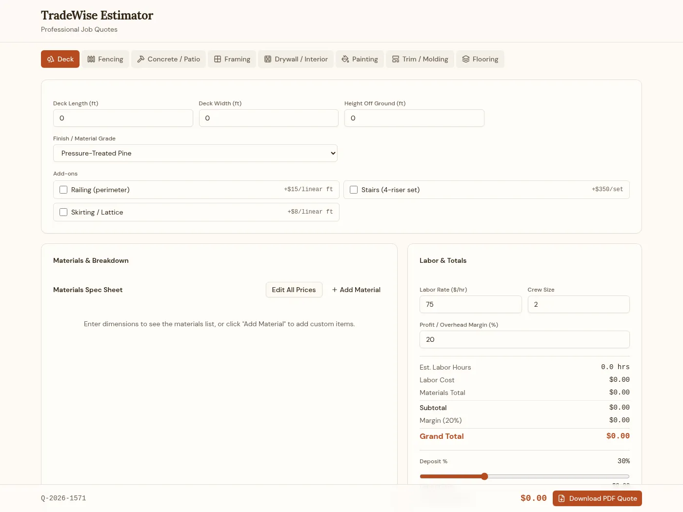 TradeWise Estimator