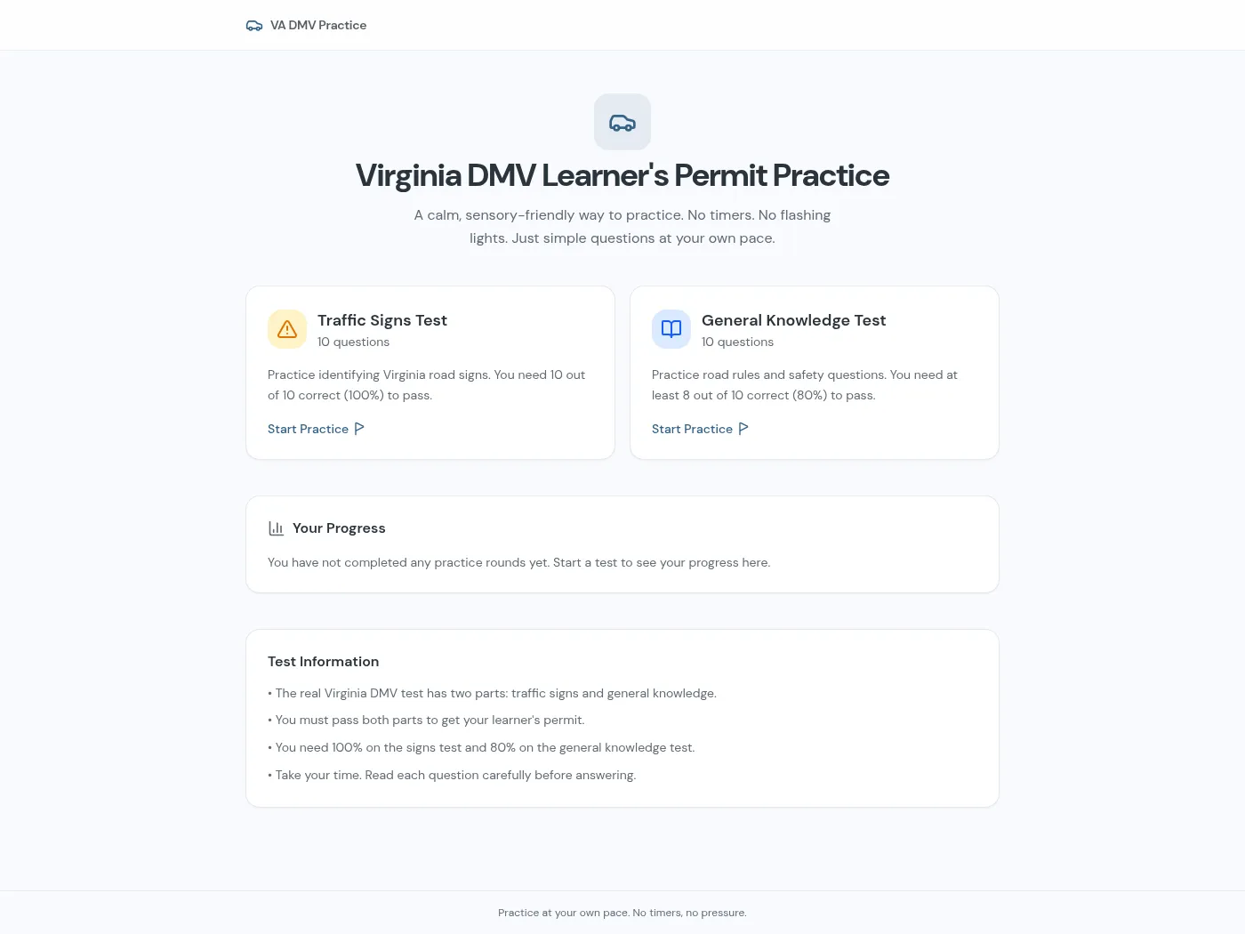 Sensory DMV Study App