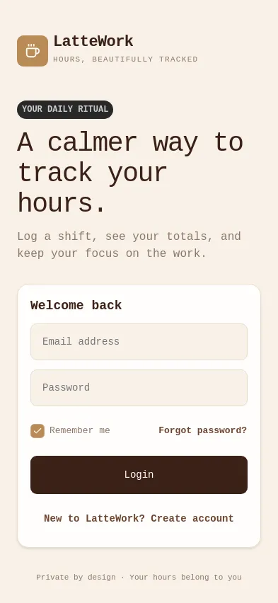 LatteWork Hours Tracker