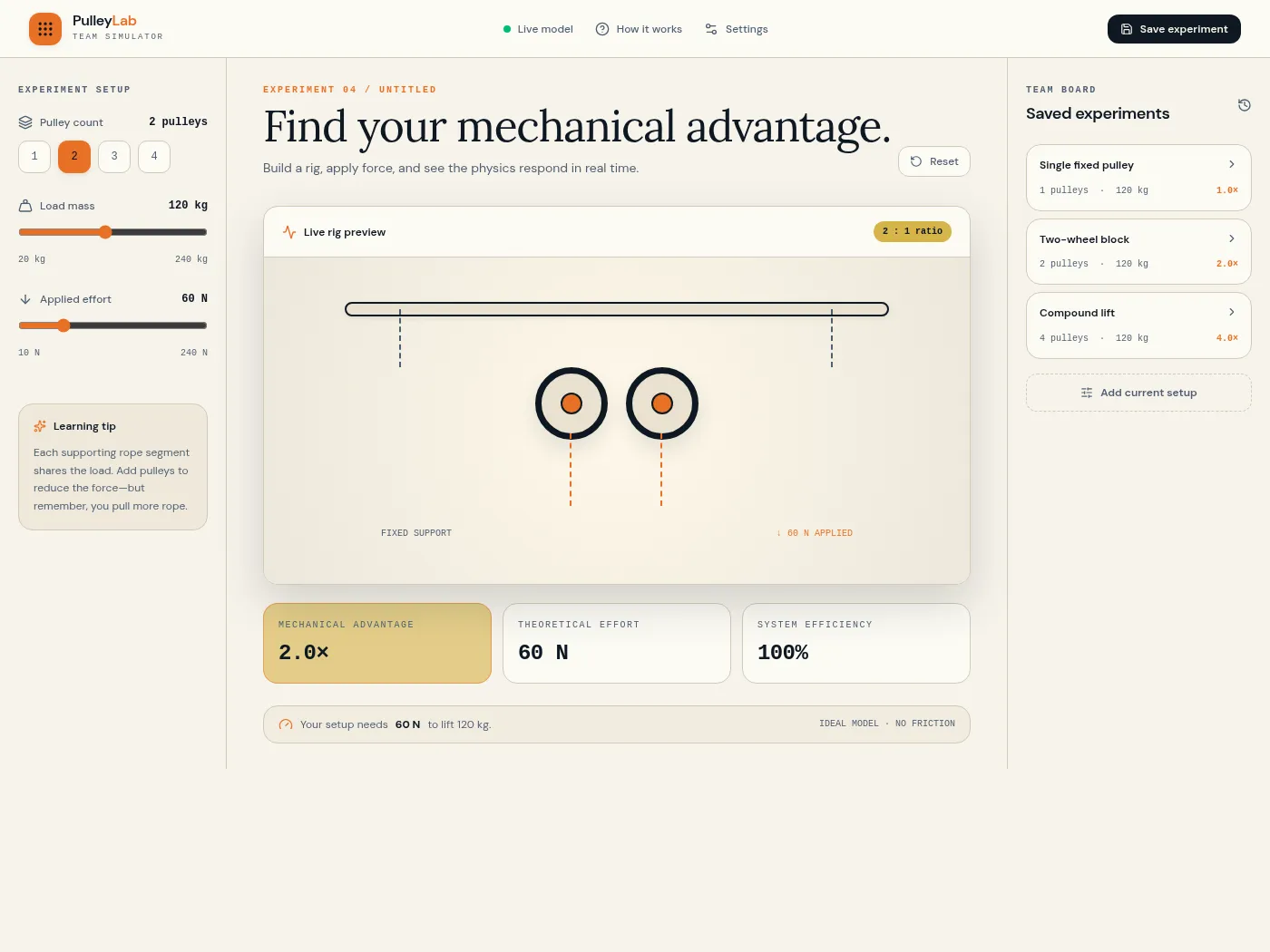 PulleyLab Simulator