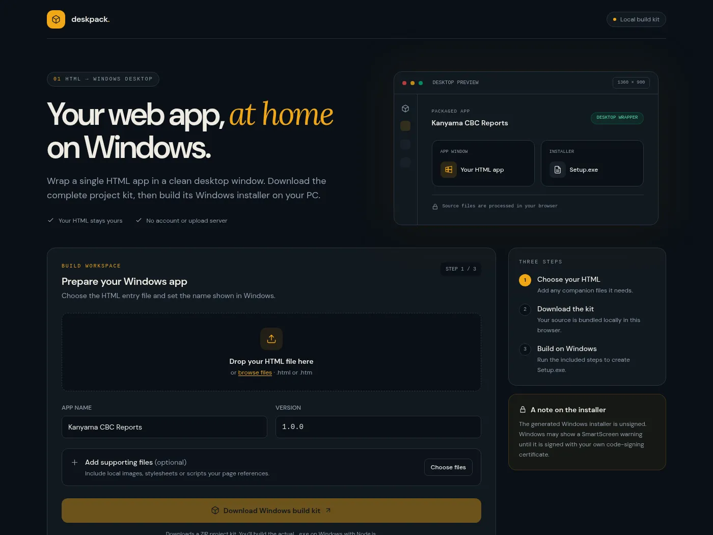 EXE Builder Web Tool