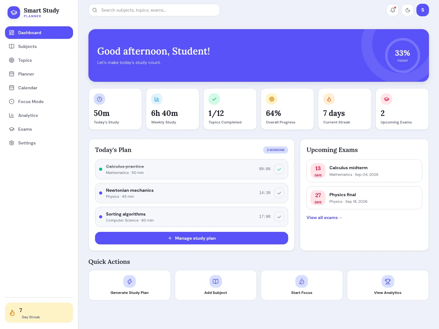 Smart Study Planner